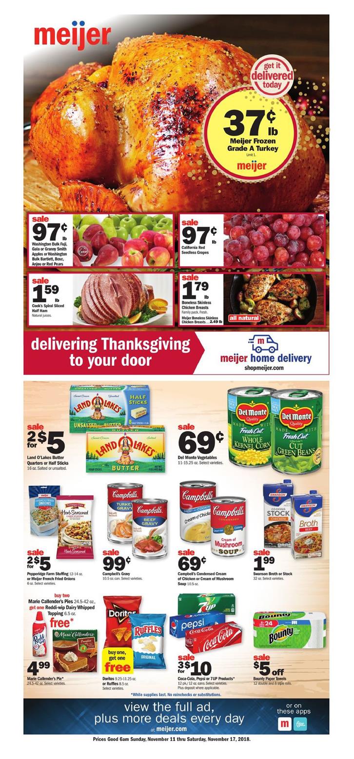 Meijer Weekly Ad Thanksgiving Deals Nov 11 - 17, 2018 | WeeklyAds2