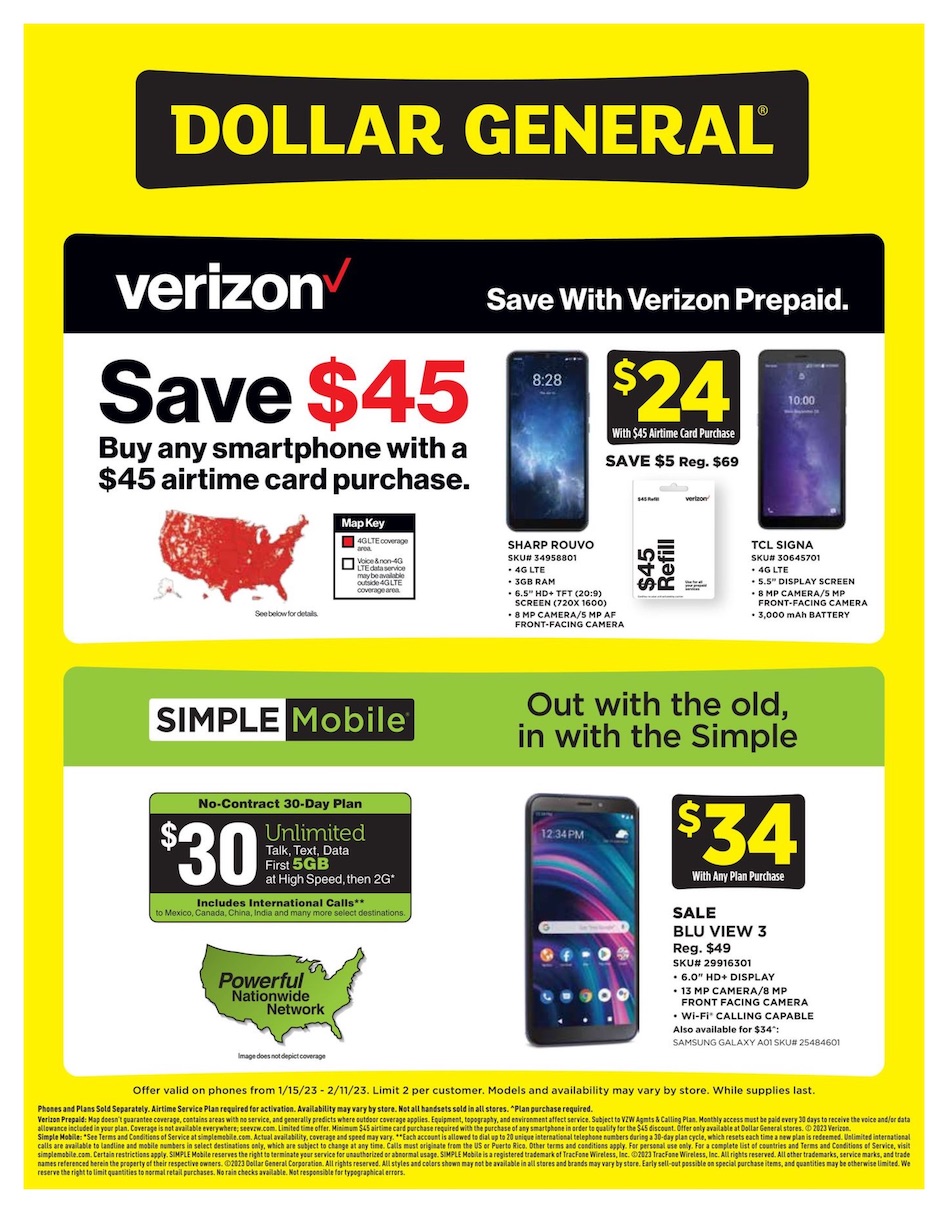 Dollar General Ad Wireless Jan 16 - Feb 11, 2023 | WeeklyAds2