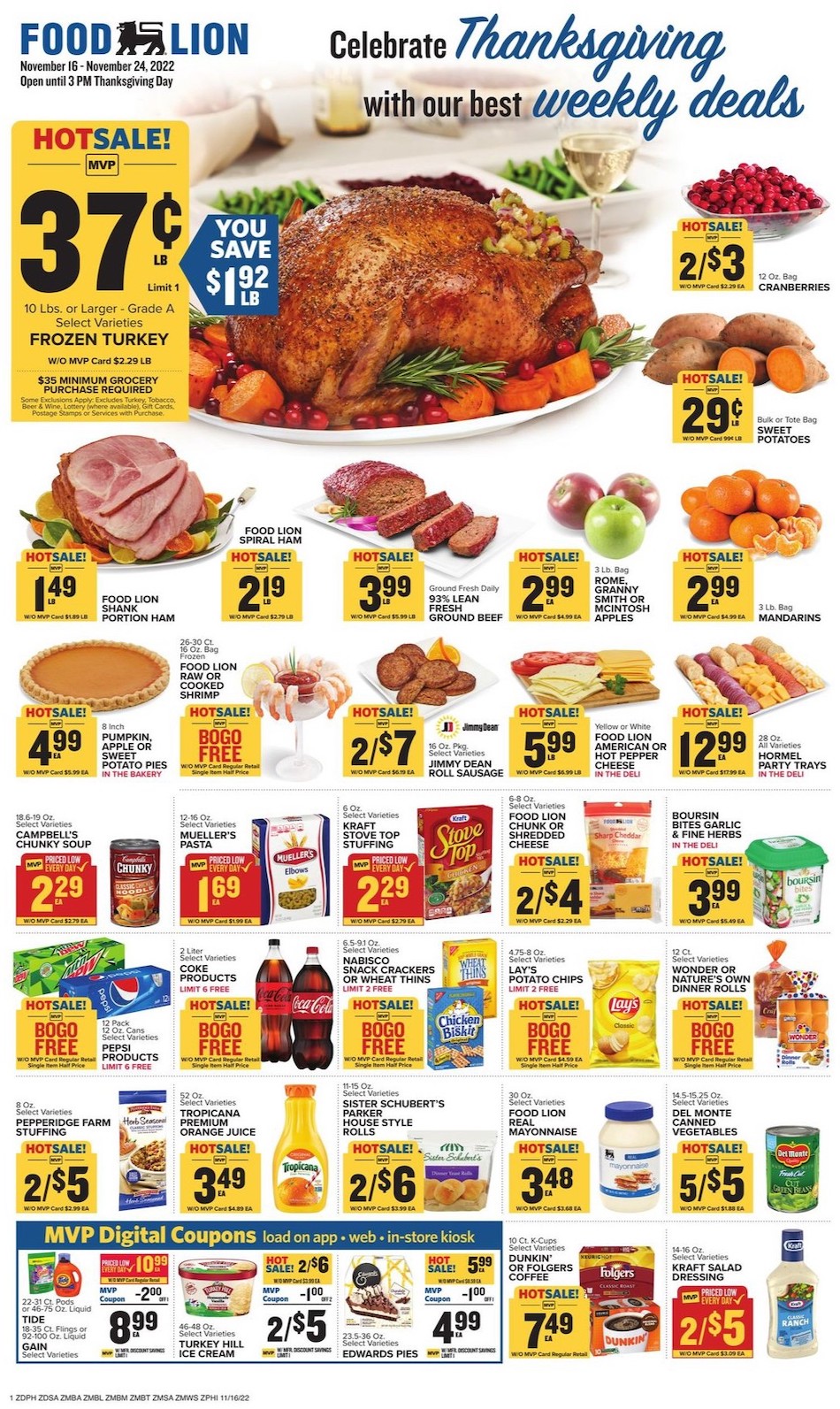 Food Lion Weekly Ad Thanksgiving Nov 16 - 24, 2022 | WeeklyAds2