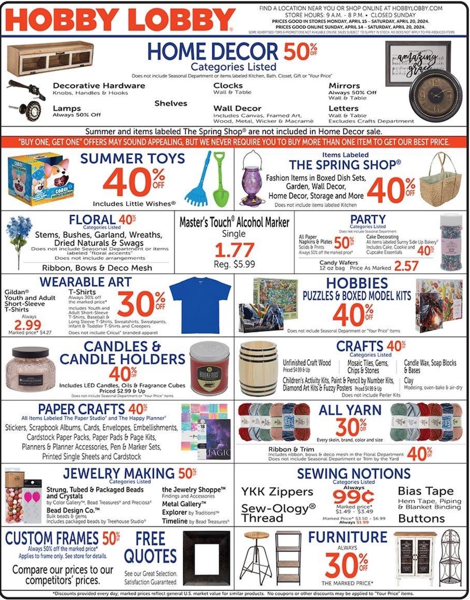 Hobby Lobby Weekly Ad Apr 14 - 20, 2024 | WeeklyAds2
