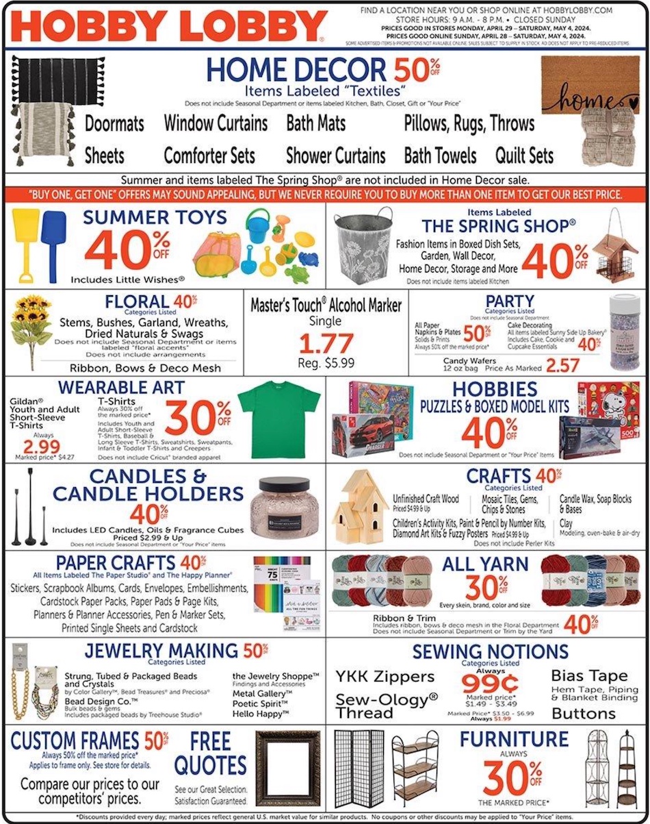 Hobby Lobby Weekly Ad Apr 28 - May 4, 2024 | WeeklyAds2