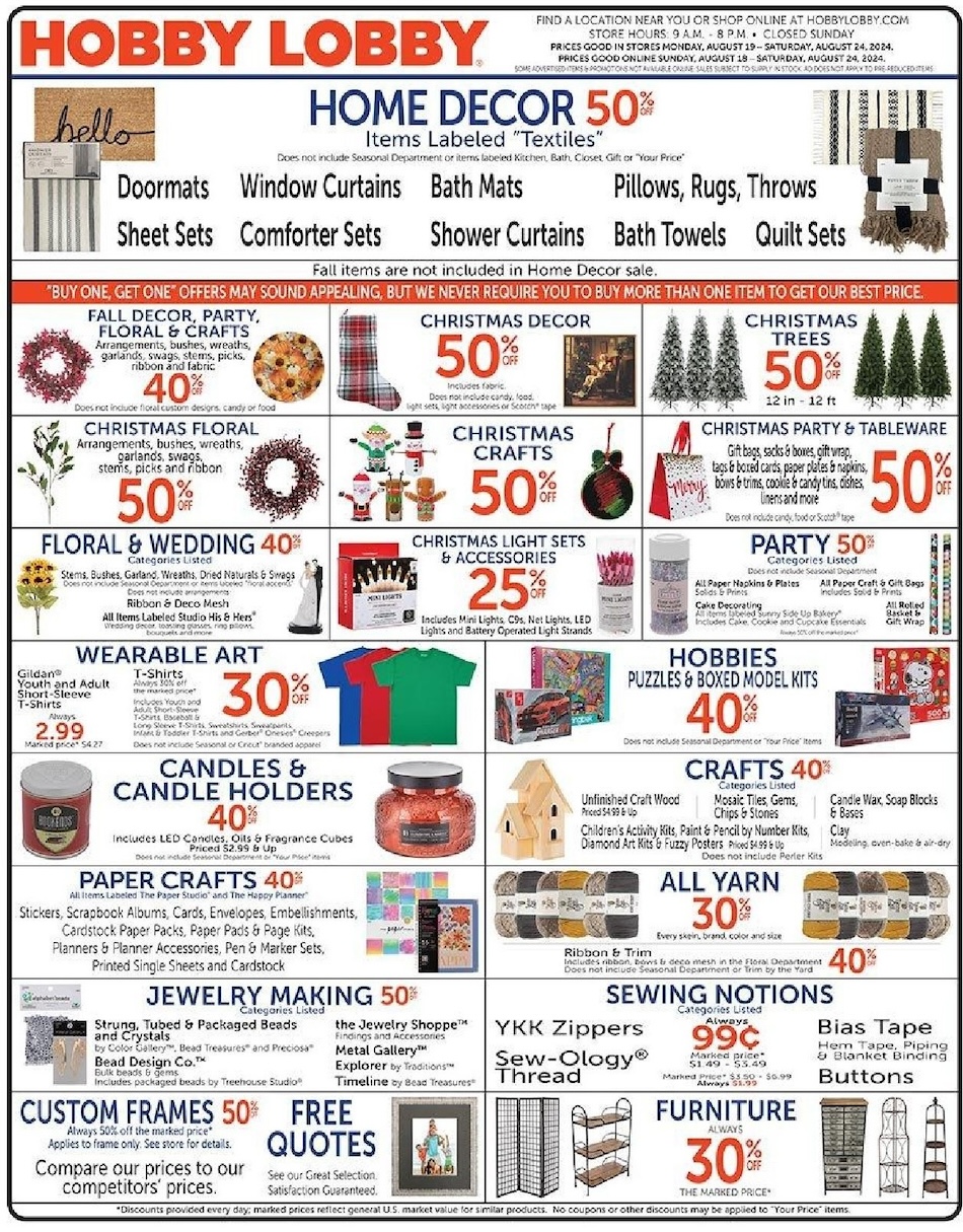 Hobby Lobby Weekly Ad Aug 18 - 24, 2024 | WeeklyAds2