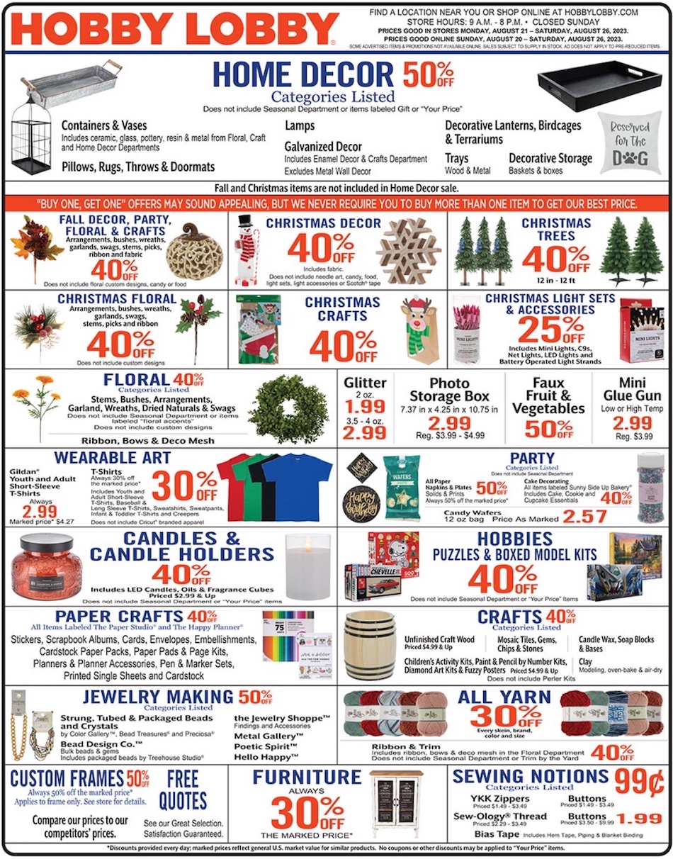 Hobby Lobby Weekly Ad Aug 20 - 26, 2023 | WeeklyAds2
