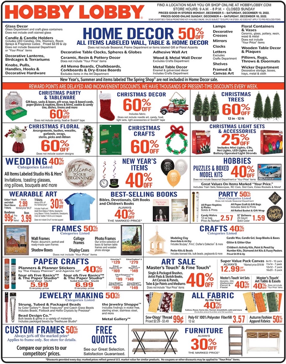 Hobby Lobby Weekly Ad Dec 4 - 10, 2022 | WeeklyAds2