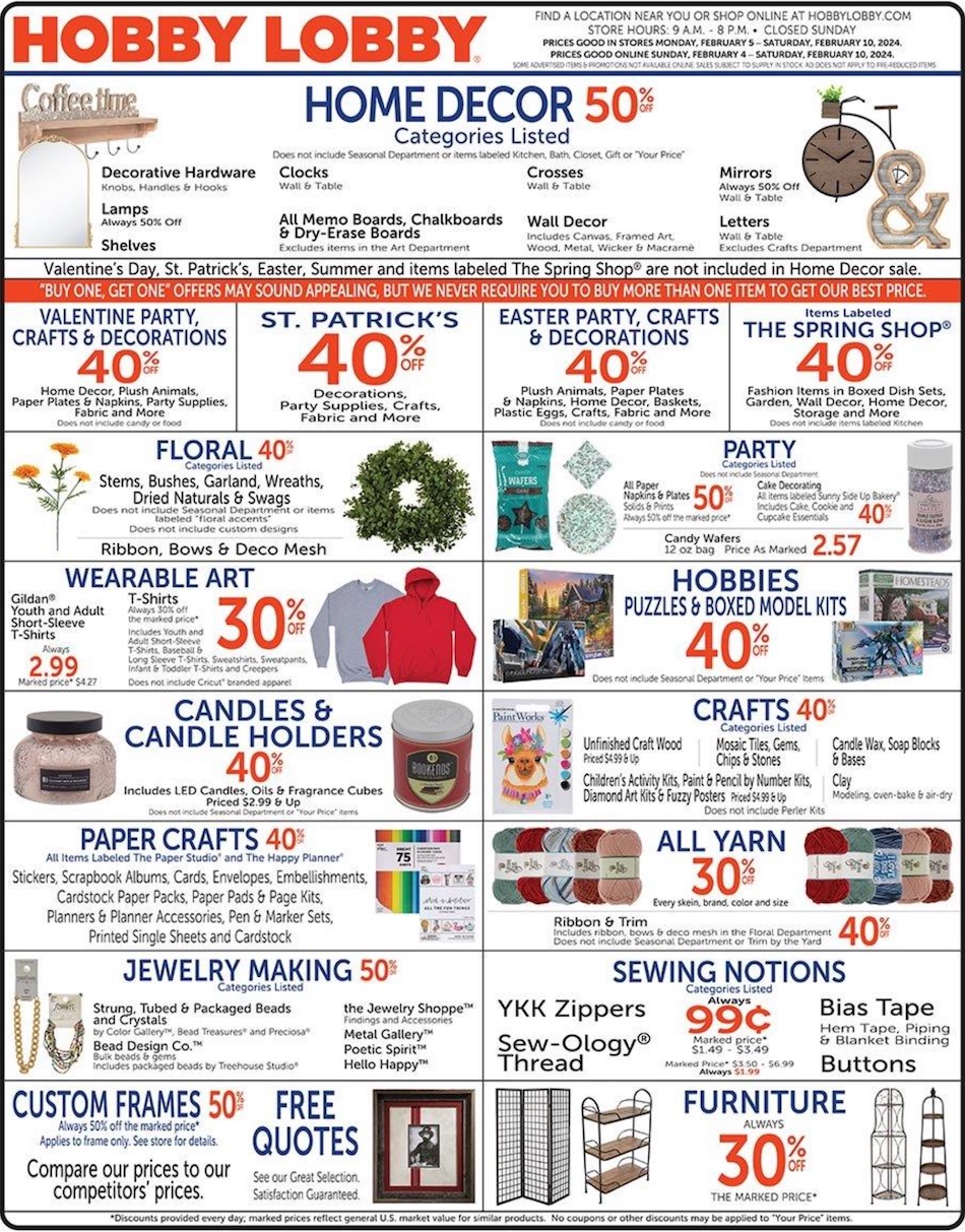 Hobby Lobby Weekly Ad Feb 4 - 10, 2024 | WeeklyAds2