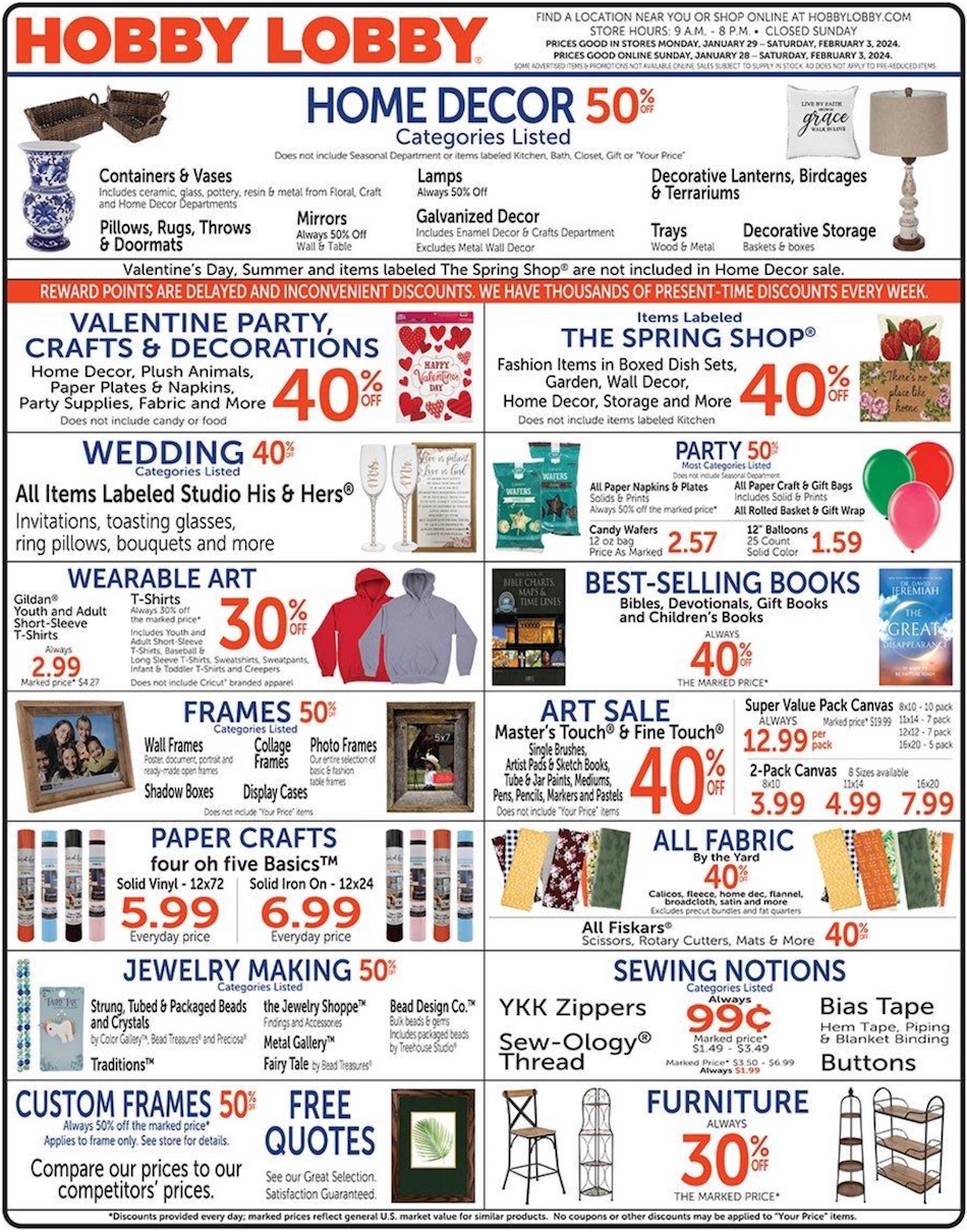 Hobby Lobby Weekly Ad Jan 28 - Feb 3, 2024 | WeeklyAds2