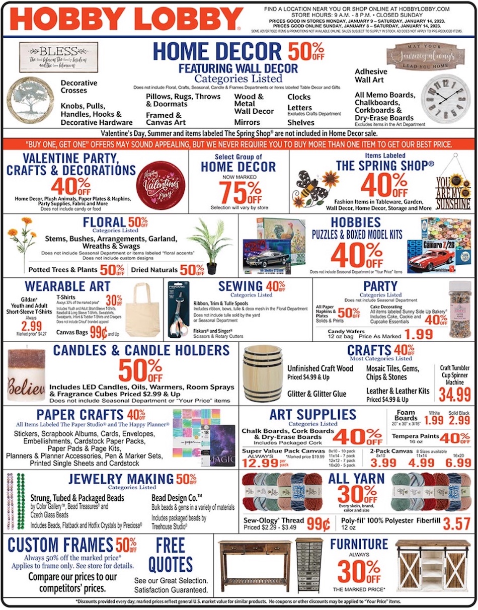 Hobby Lobby Weekly Ad Jan 8 - 14, 2023 | WeeklyAds2