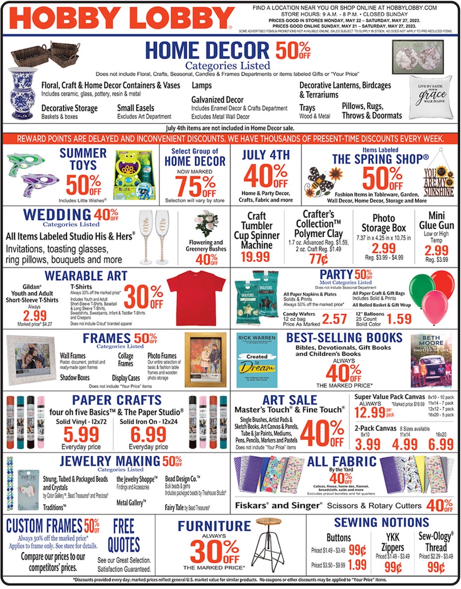 Hobby Lobby Weekly Ad Sale May 21 - 27, 2023 | WeeklyAds2