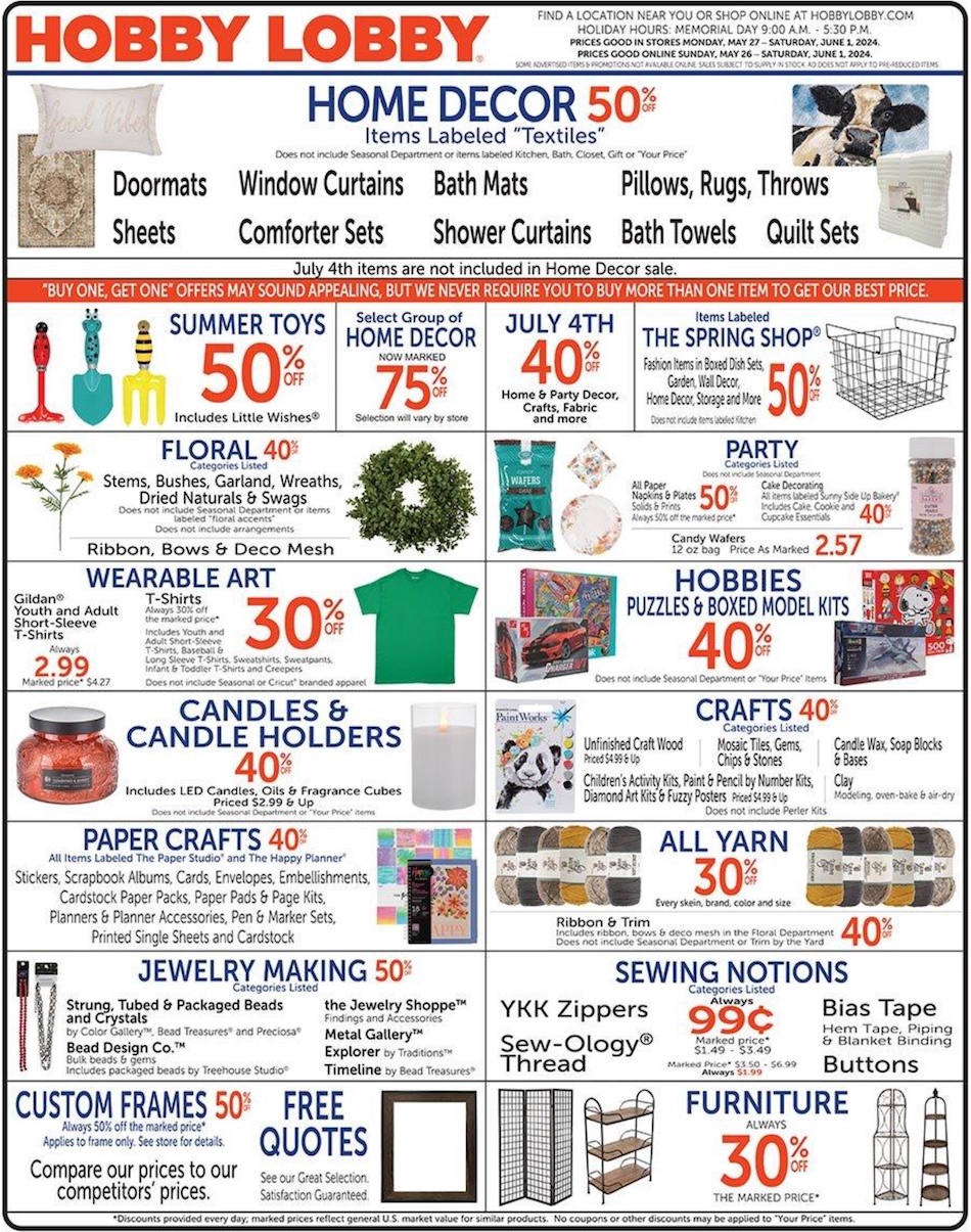 Hobby Lobby Weekly Ad May 26 - Jun 1, 2024 | WeeklyAds2