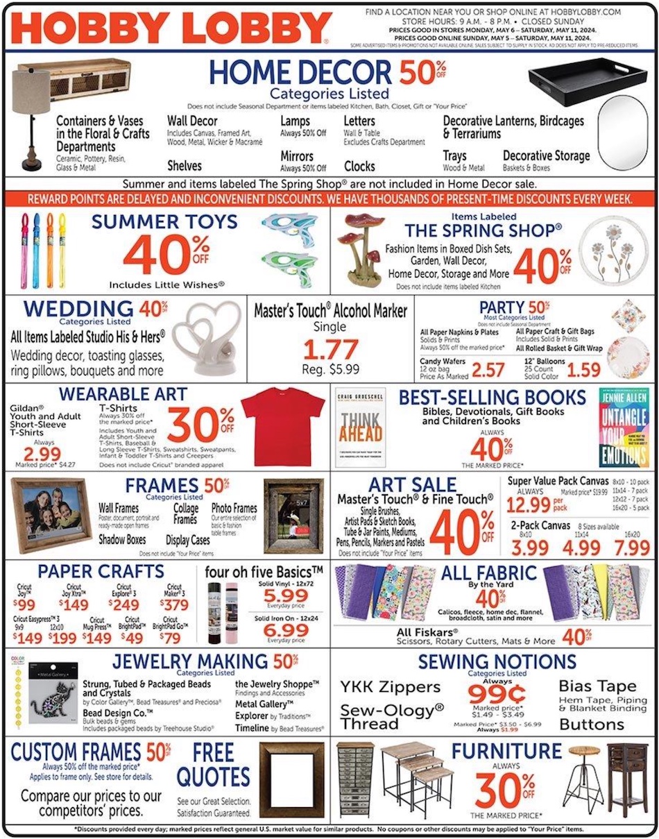 Hobby Lobby Weekly Ad May 5 - 11, 2024 | WeeklyAds2