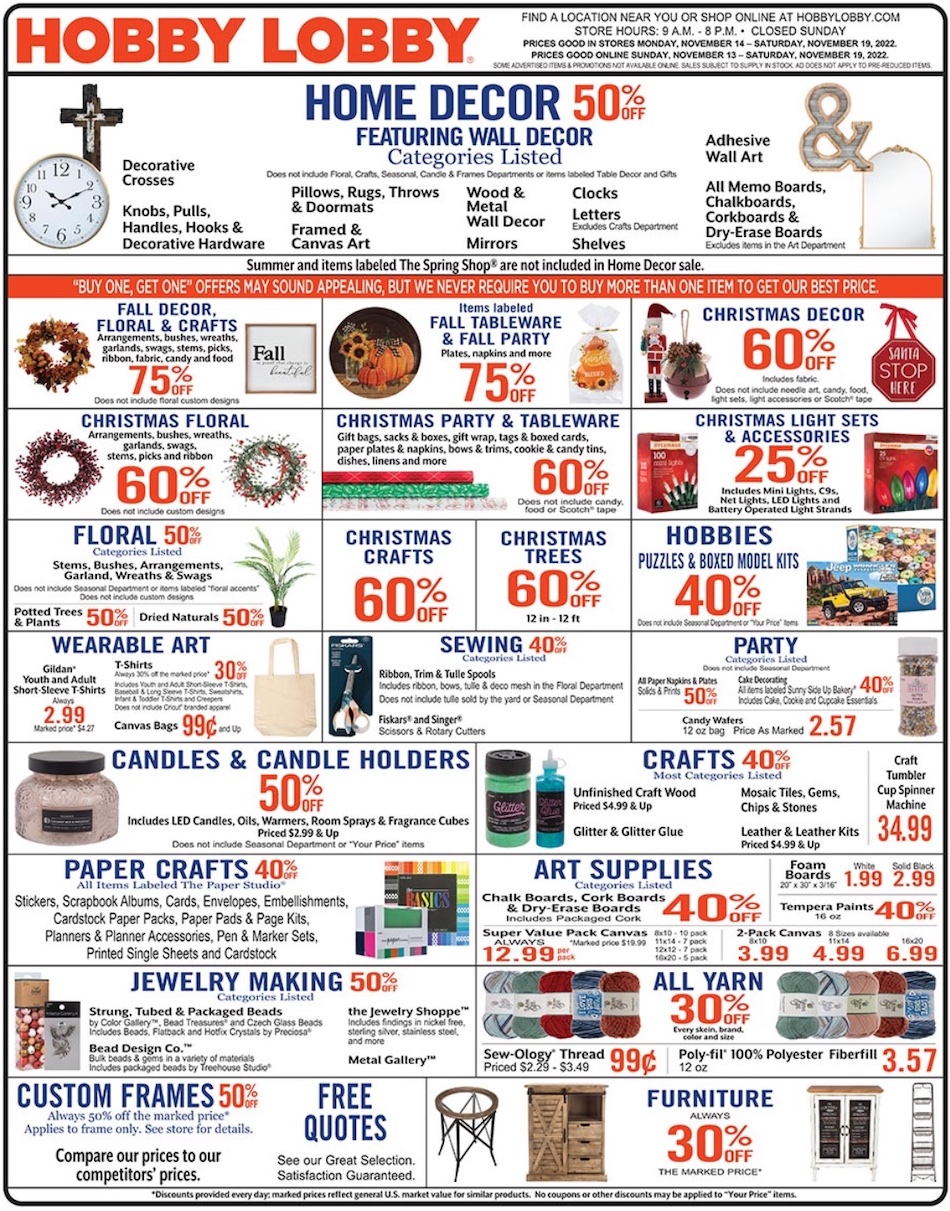 Hobby Lobby Weekly Ad Nov 13 - 19, 2022 | WeeklyAds2