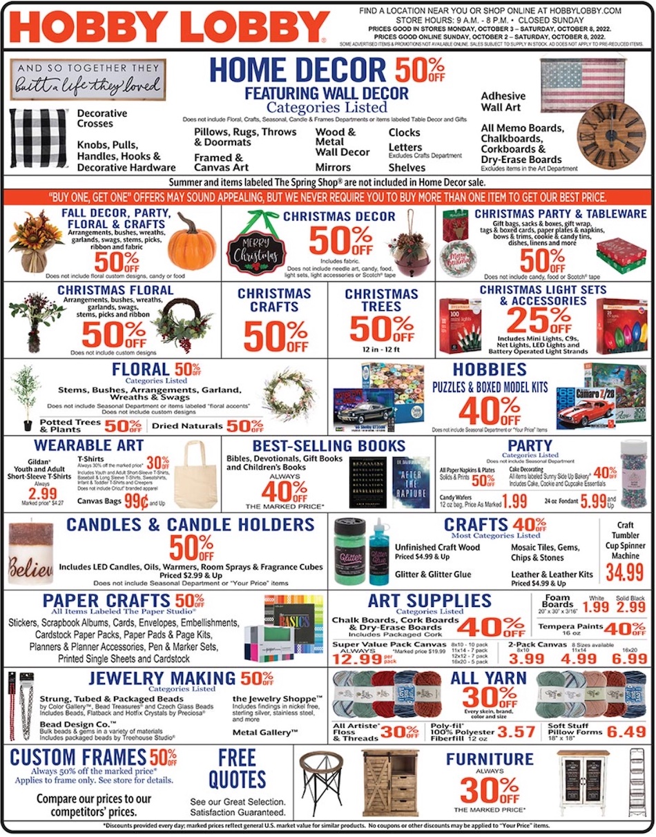 Hobby Lobby Weekly Ad Oct 2 - 8, 2022 | WeeklyAds2