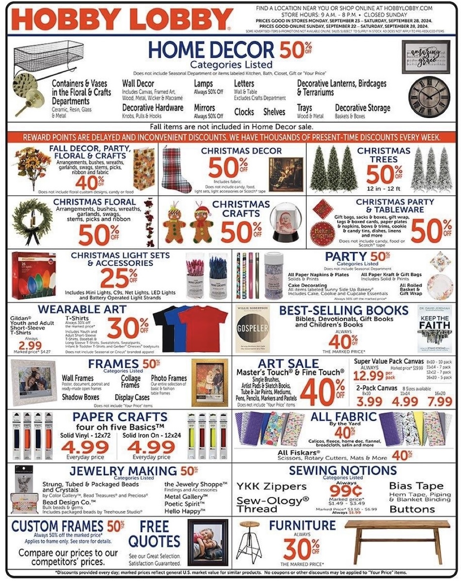 Hobby Lobby Weekly Ad Sep 22 - 28, 2024 | WeeklyAds2