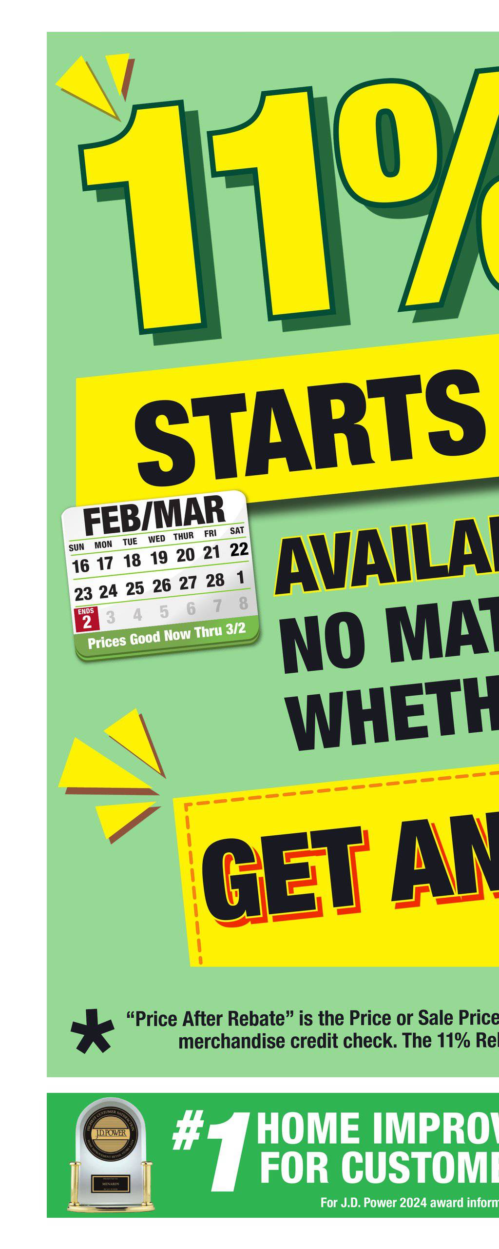 Menards Ad 11% Rebate* Sale February 16 - March 2, 2025 | WeeklyAds2