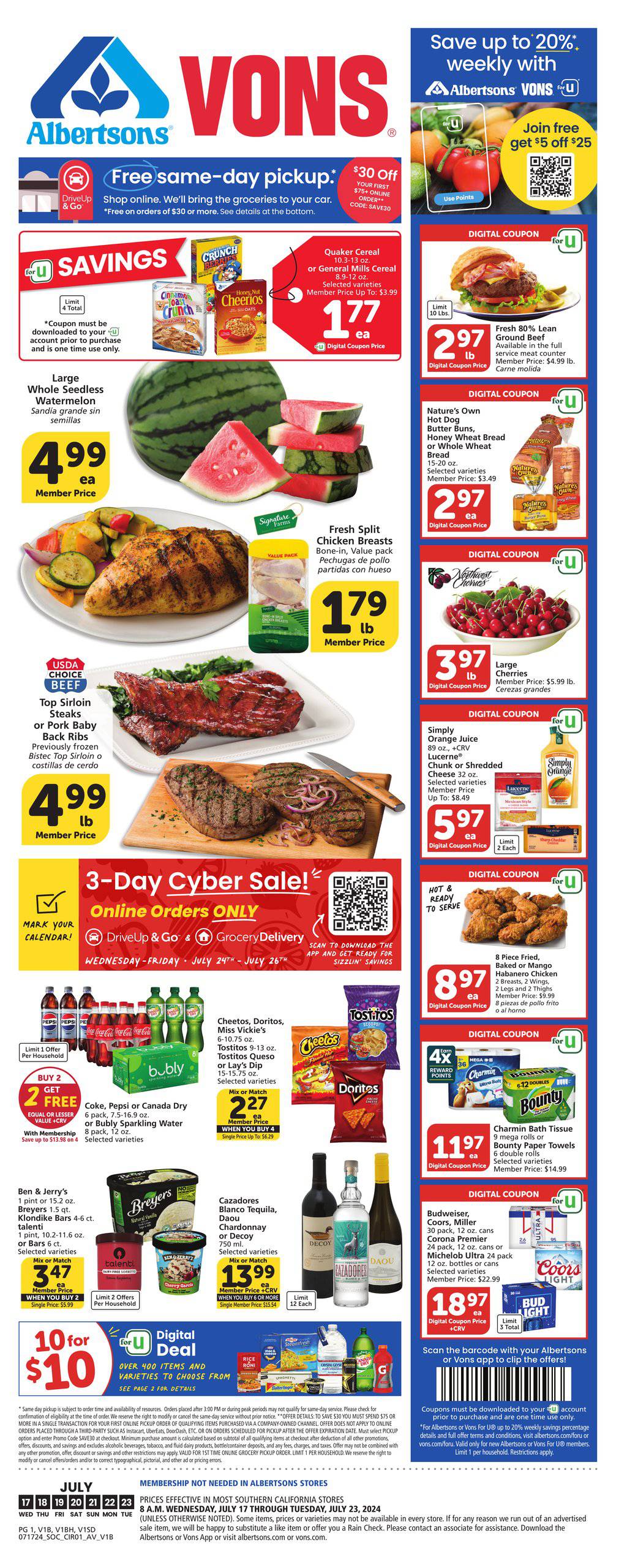 Vons Weekly Ad July 17 - 23, 2024 | WeeklyAds2